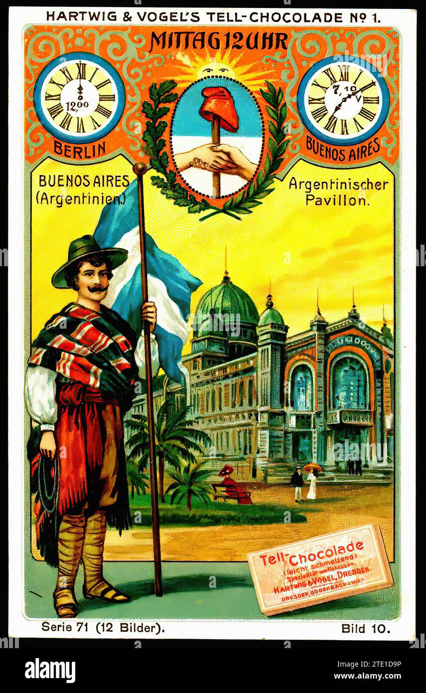 Buenos Aries - Vintage German Tradecard Illustration Stock Photo - Alamy