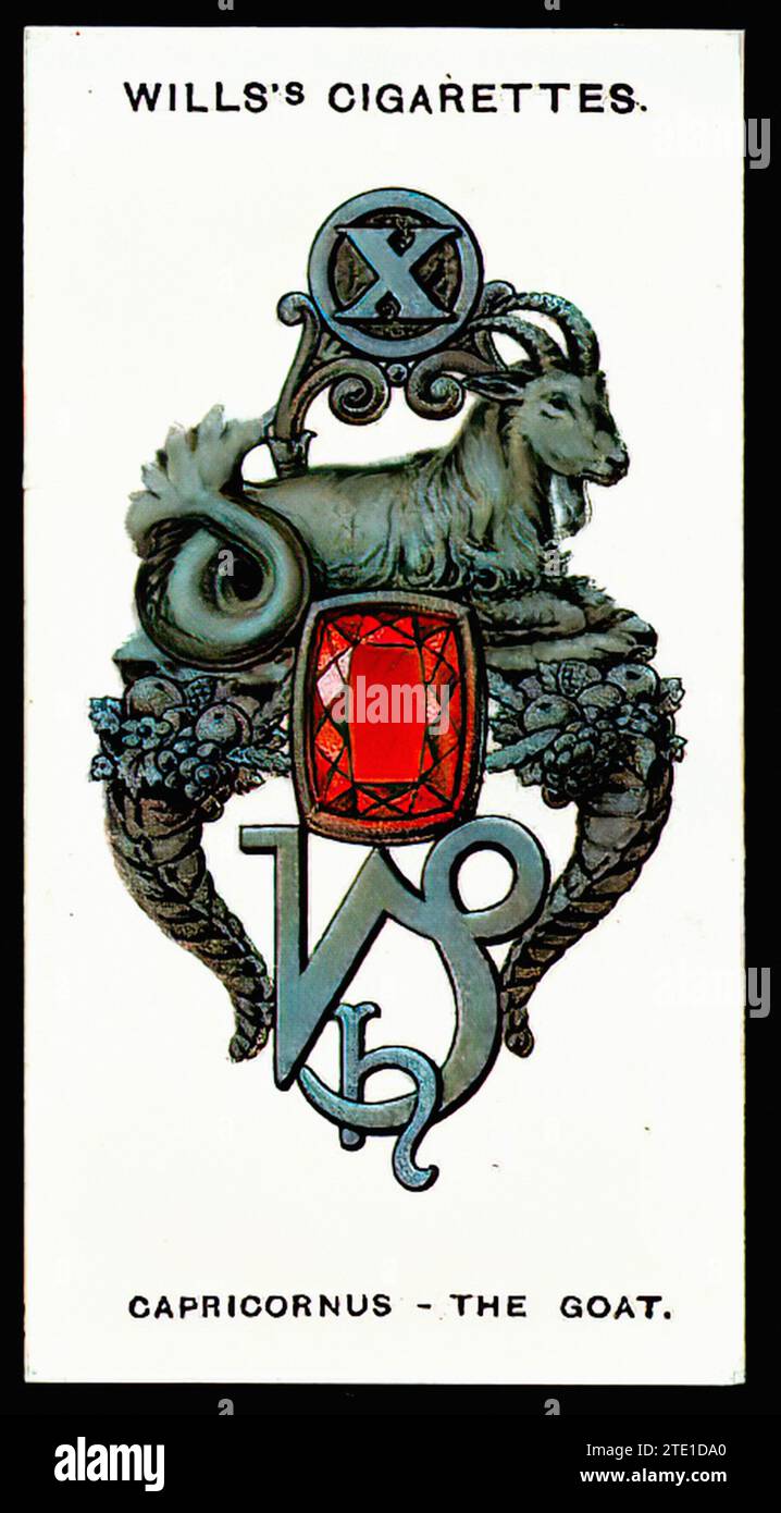 Capricornus, The Goat - Vintage Cigarette Card Illustration Stock Photo ...