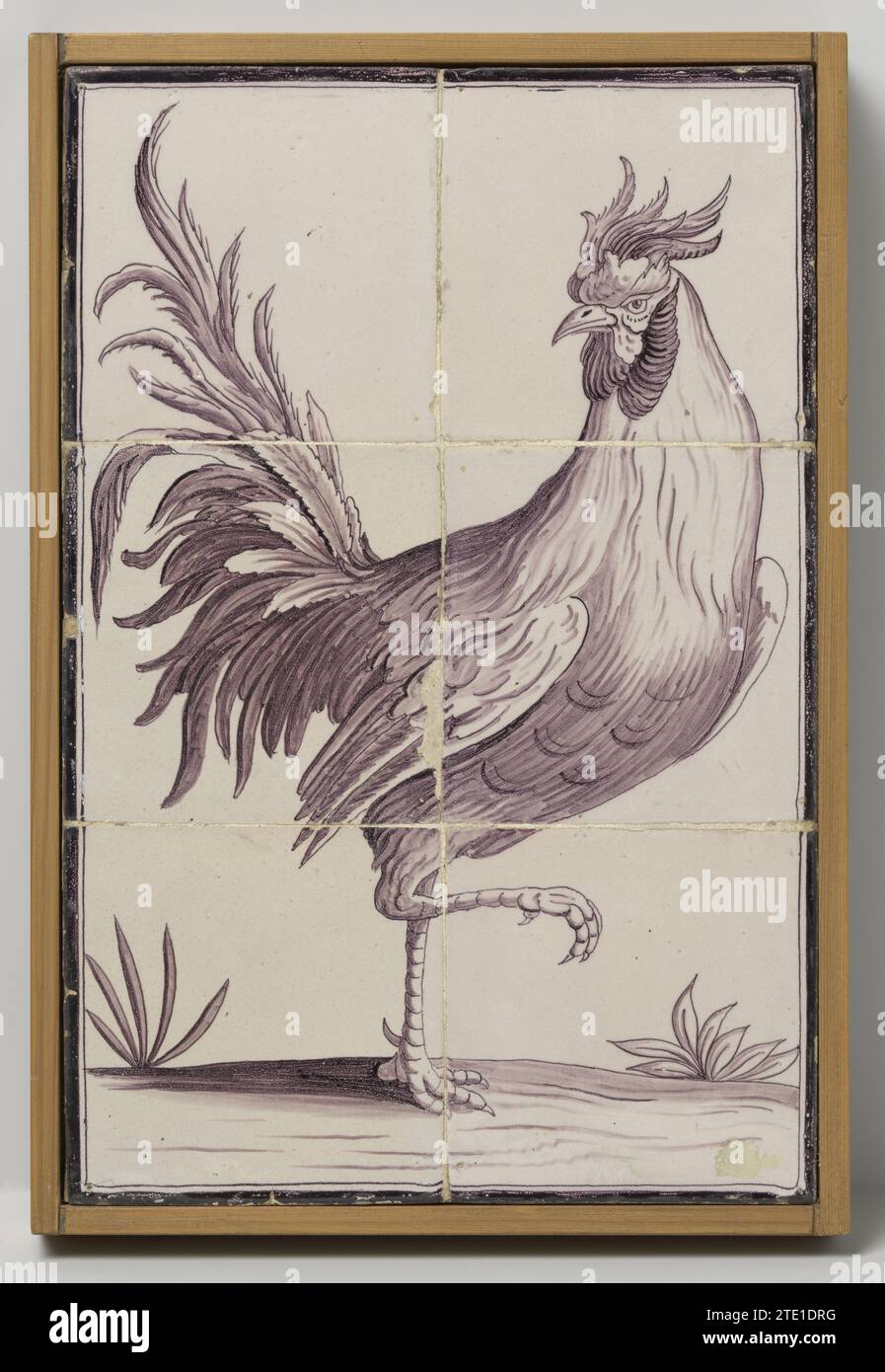 Tile tableau of a rooster, anonymous, c. 1760 - c. 1820 Tile tableau of ...