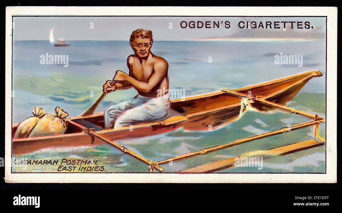 East Indies Postman - Vintage Cigarette Card Illustration Stock Photo ...