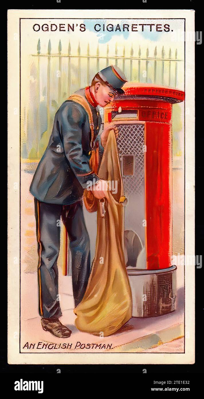 English Postman - Vintage Cigarette Card Illustration Stock Photo - Alamy