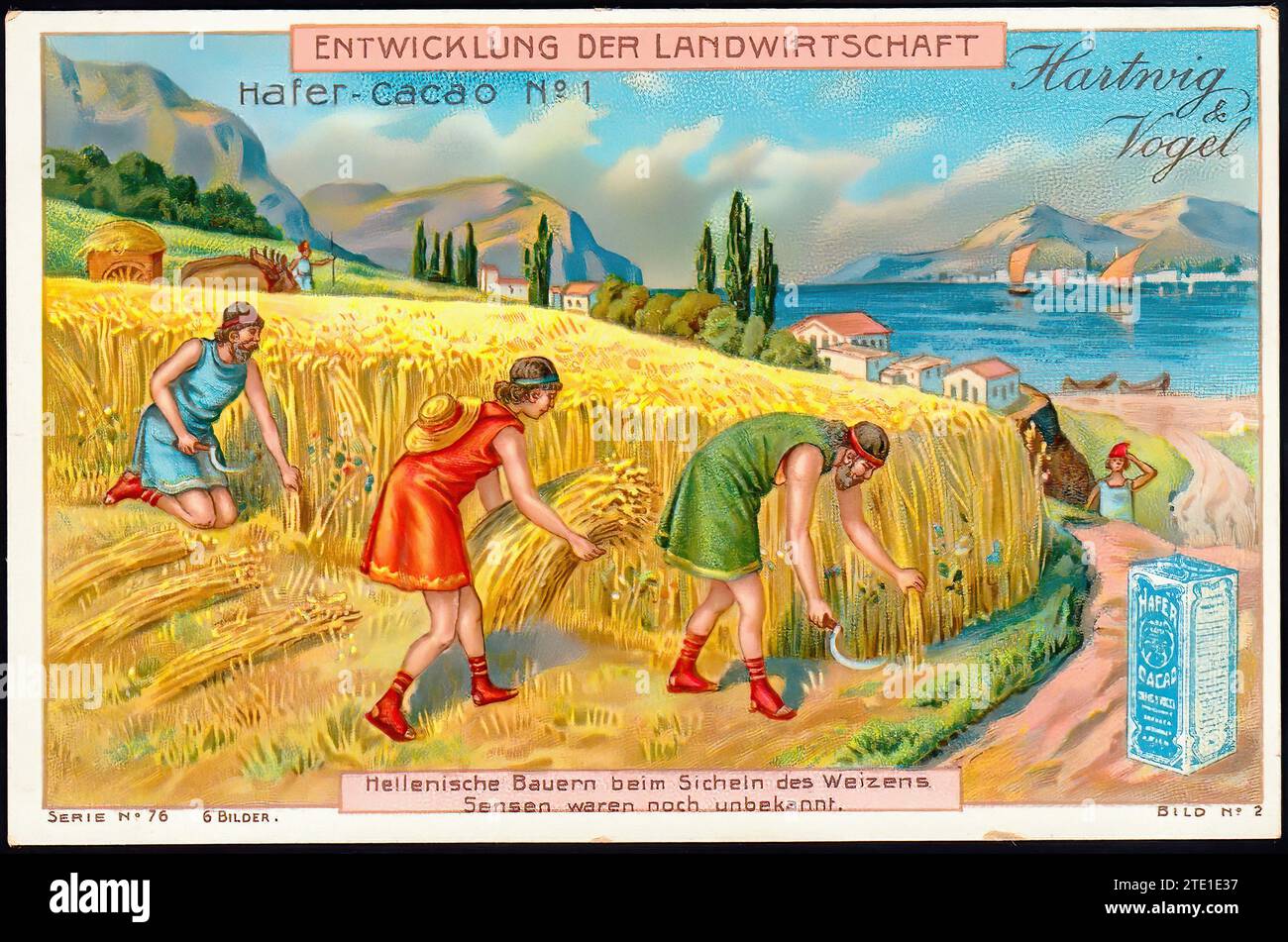 Farming in Ancient Greece - Vintage German Tradecard Illustration Stock ...