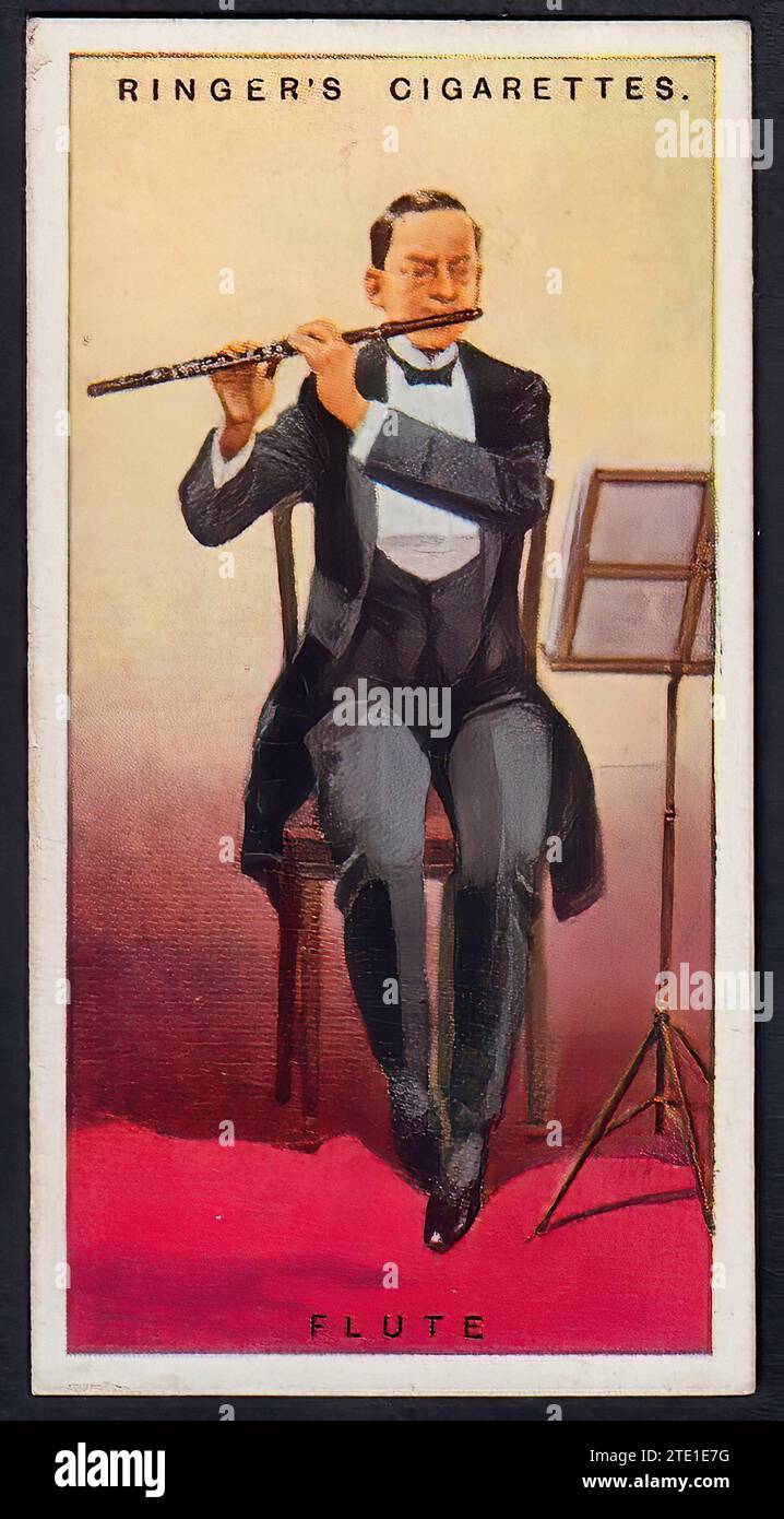 Flute - Vintage Cigarette Card Illustration Stock Photo - Alamy
