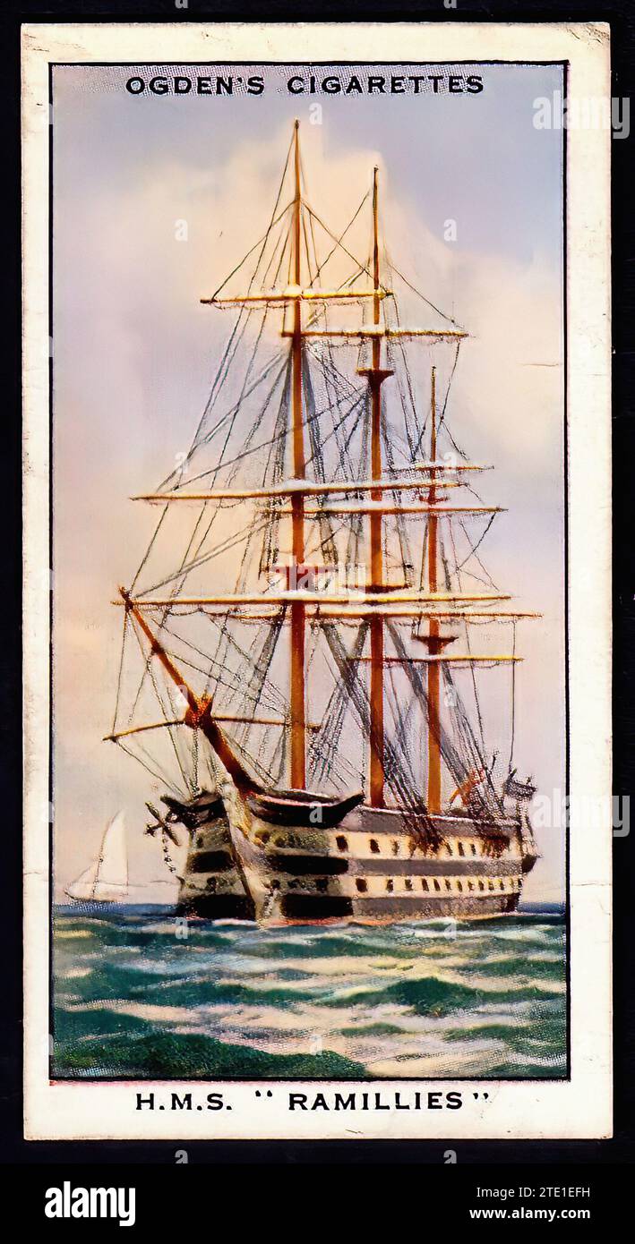 HMS Ramillies - Vintage Cigarette Card Illustration Stock Photo - Alamy