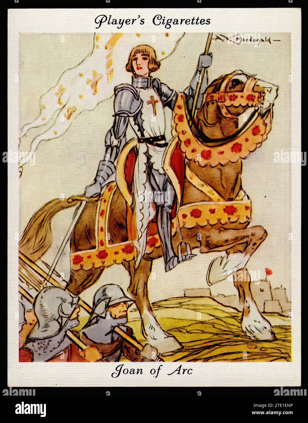 Joan of Arc - Vintage Cigarette Card Illustration Stock Photo - Alamy