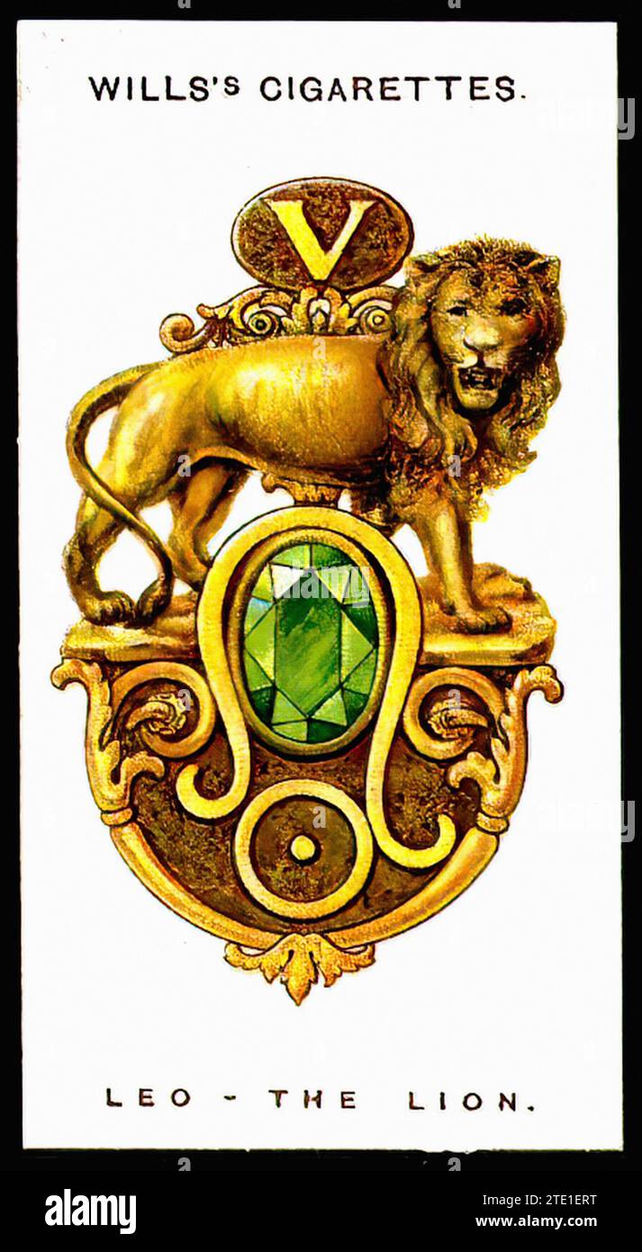 Leo, The Lion - Vintage Cigarette Card Illustration Stock Photo - Alamy