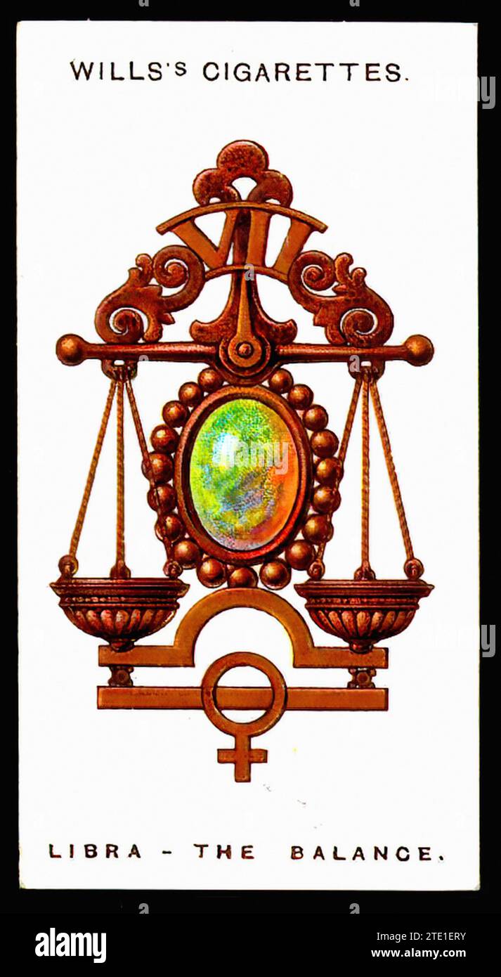 Libra, The Balance - Vintage Cigarette Card Illustration Stock Photo ...