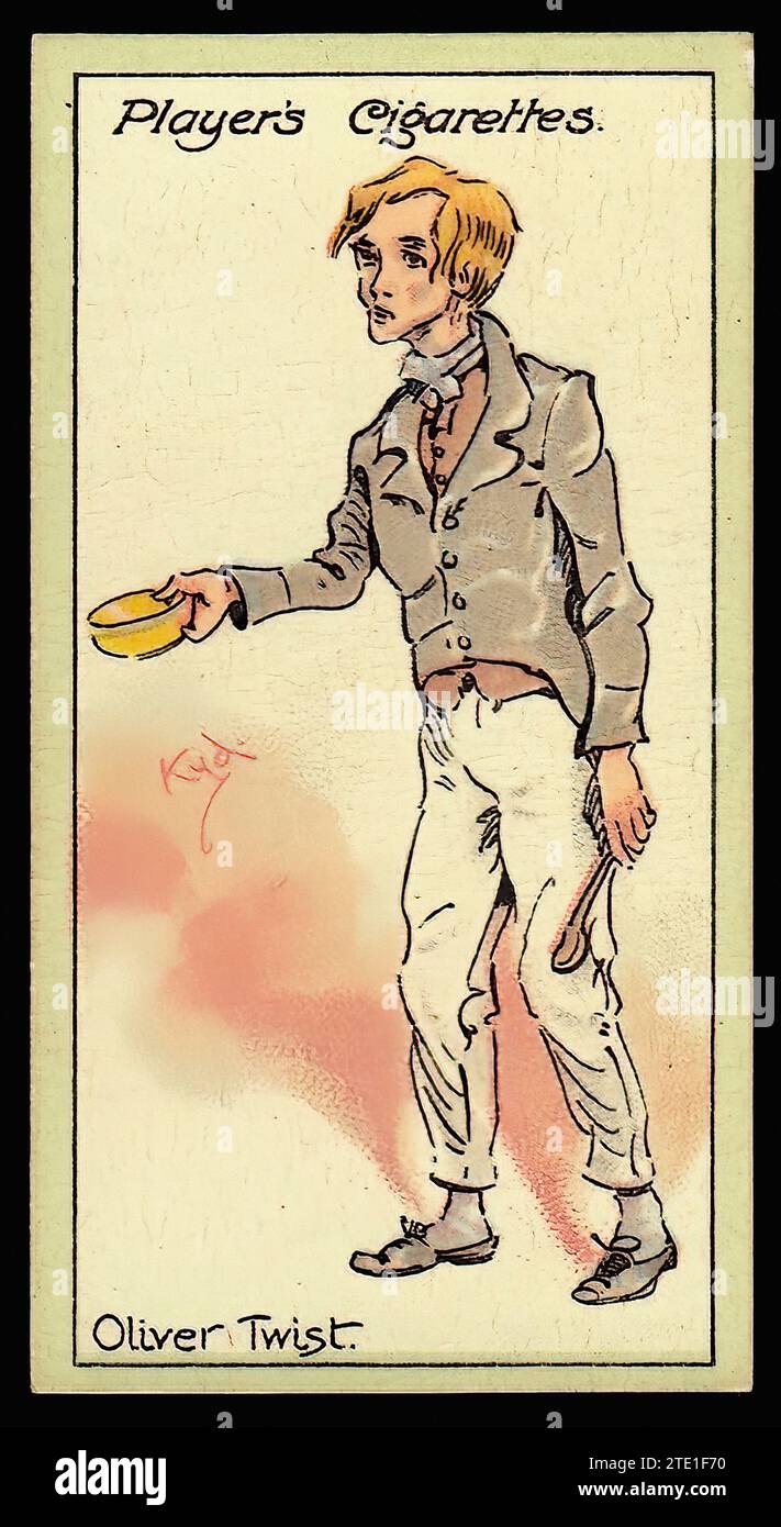 Oliver Twist - Vintage Cigarette Card Illustration Stock Photo - Alamy