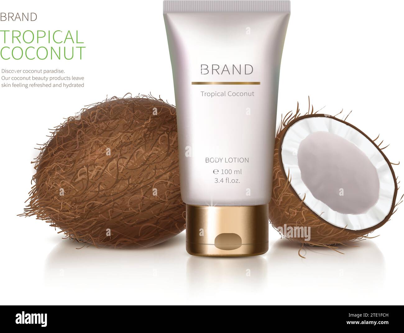 Cosmetic realistic vector background. White jar and tube with golden ...