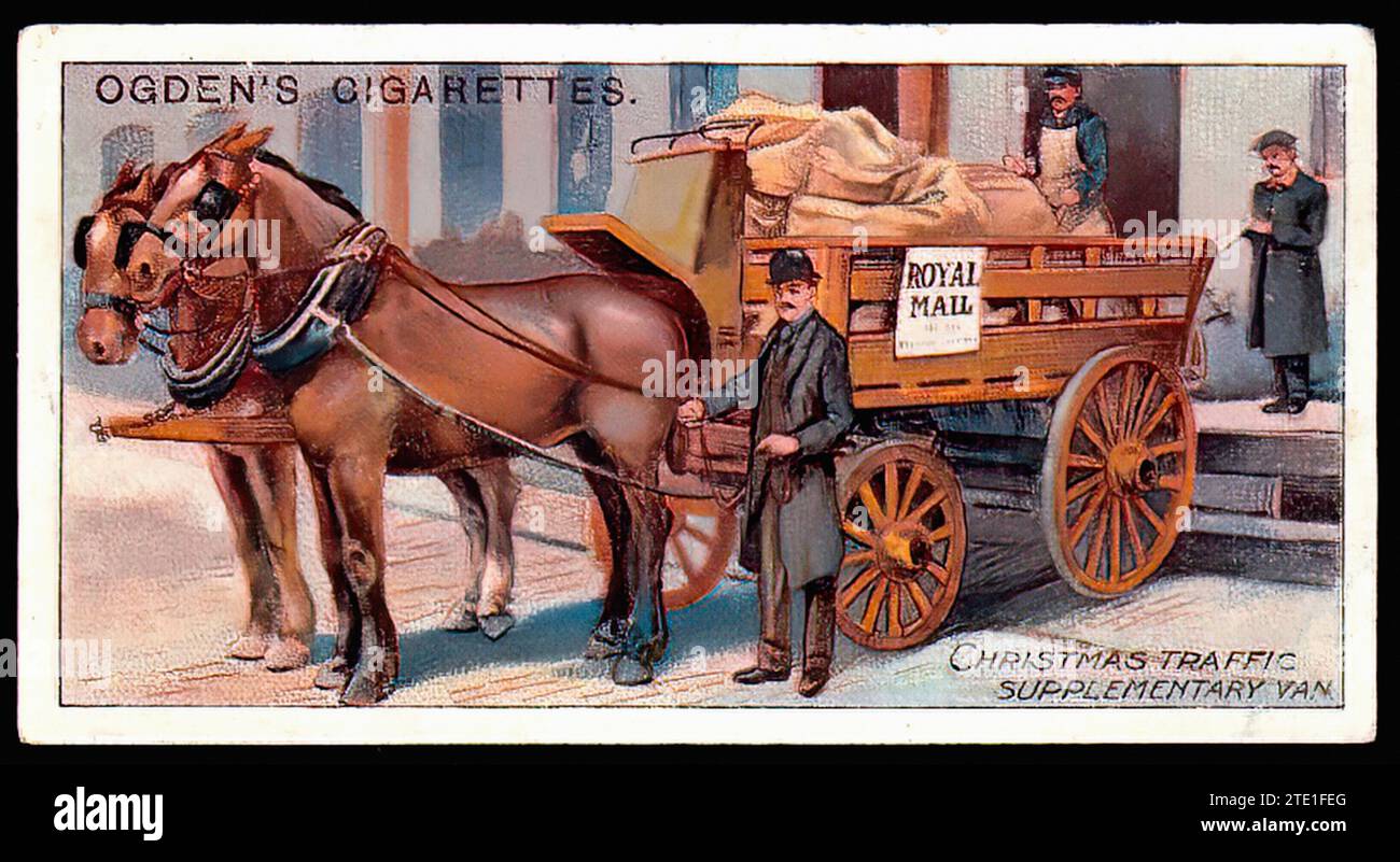 Royal Mail Christmas Traffic - Vintage Cigarette Card Illustration ...