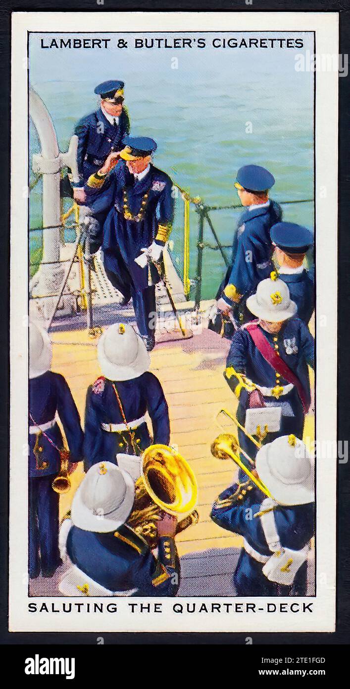 Saluting the Quarter-Deck - Vintage Cigarette Card Illustration Stock ...