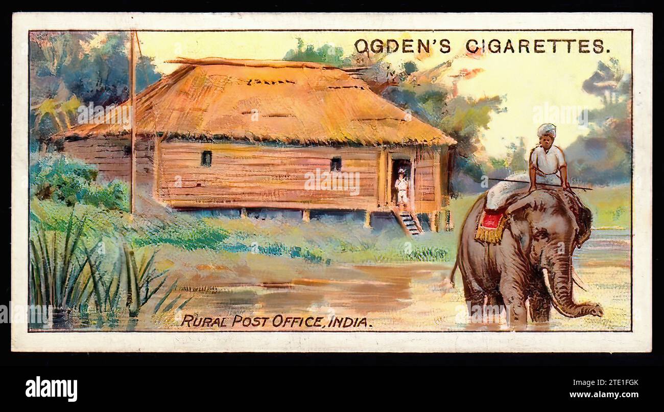 Rural Indian Post Office - Vintage Cigarette Card Illustration Stock ...