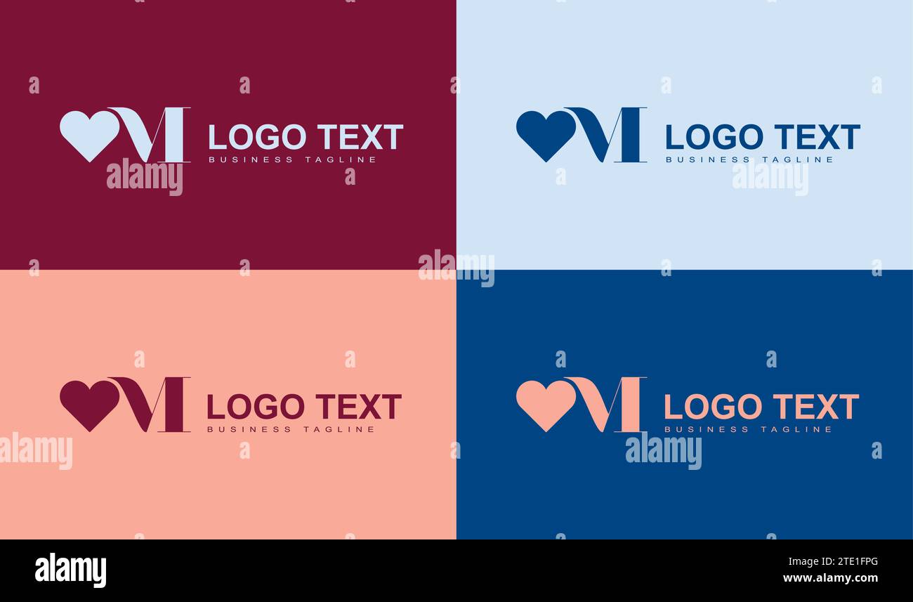 Combination of M letter and heart logo. combination of the letter M ...