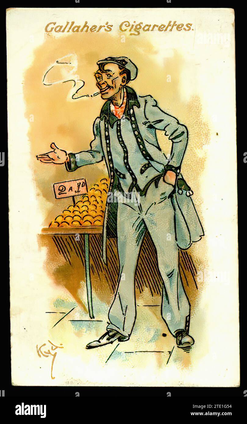 The Coster Smoker - Vintage Cigarette Card Illustration Stock Photo - Alamy