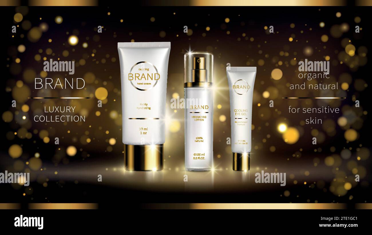 Night intensively revitalizing cosmetic series realistic vector ads ...