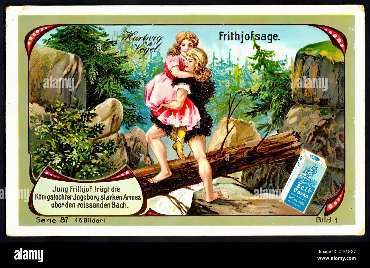 The Legend of Frithjof - Vintage German Tradecard Illustration Stock ...