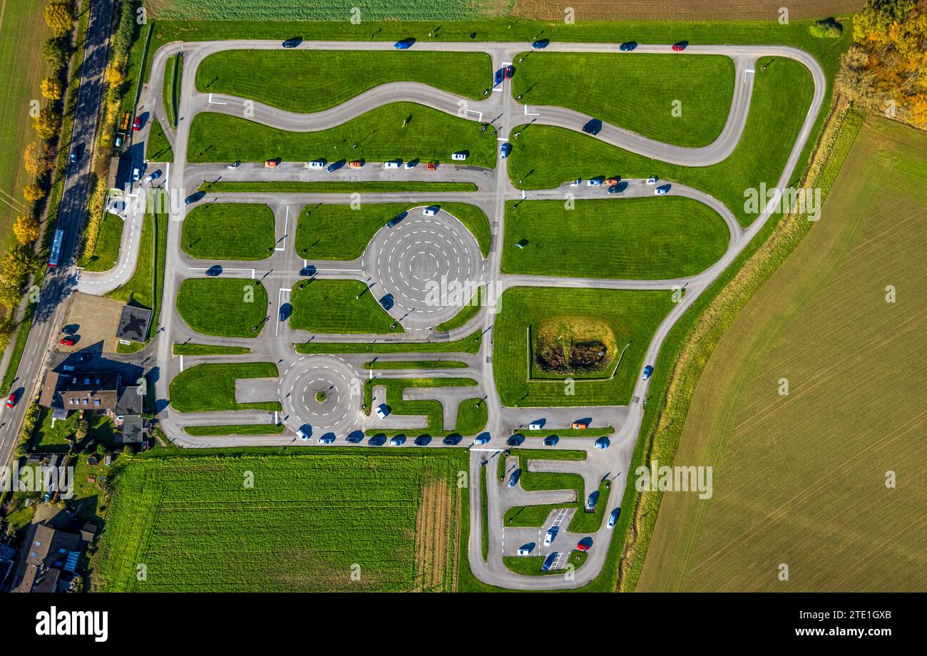 Aerial view, traffic training area Mettmann training ground for learner ...