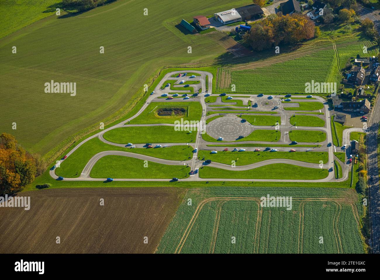 Aerial view, traffic training area Mettmann training ground for learner ...