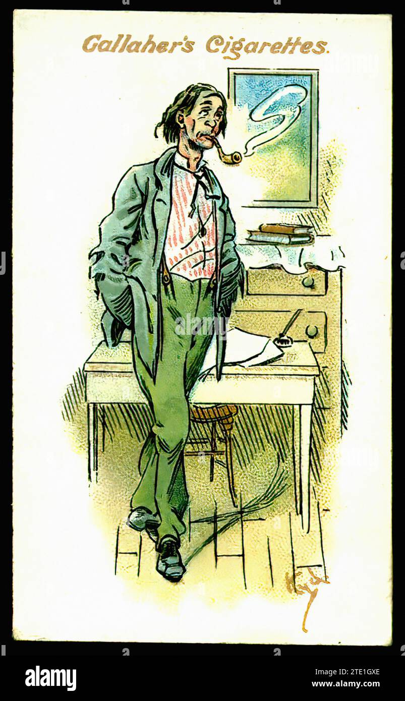 The Poetic Smoker - Vintage Cigarette Card Illustration Stock Photo - Alamy