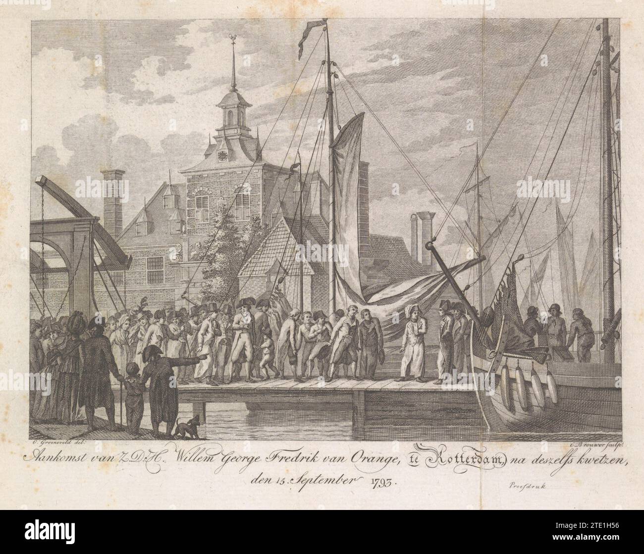Arrival the wounded Prince Willem George Frederik in Rotterdam, 1793 ...