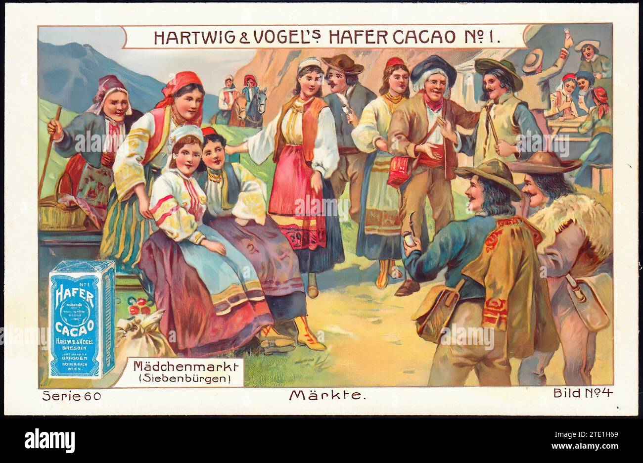 Transylvanian Girl Market - Vintage German Tradecard Illustration Stock ...