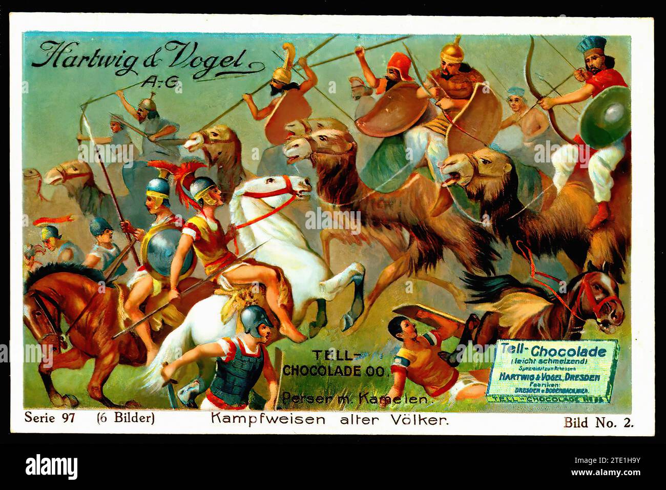 Vintage German Tradecard Persian Camel Cavalry Stock Photo - Alamy