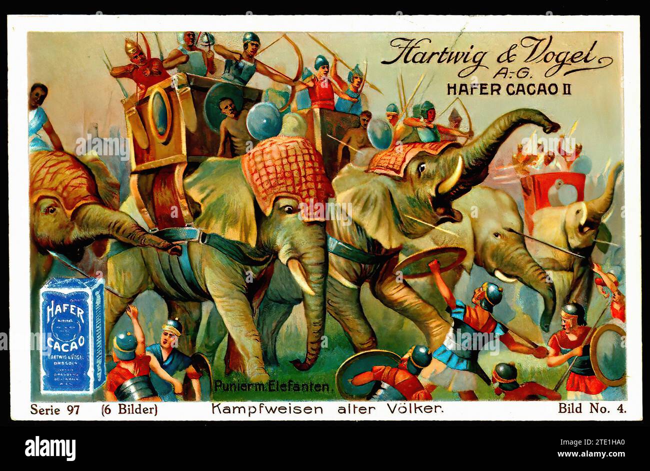 Vintage German Tradecard Punic War Elephants Stock Photo - Alamy