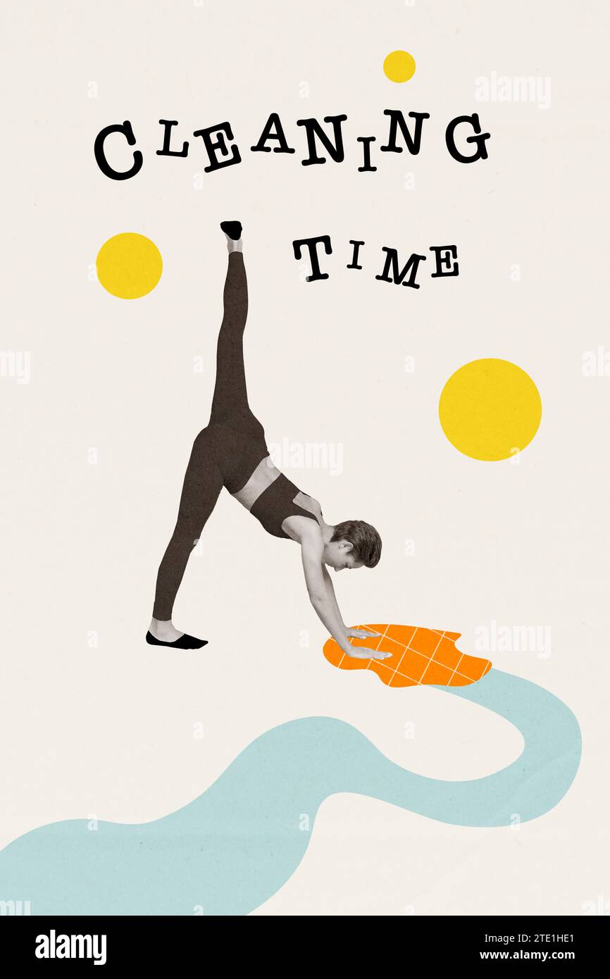 Vertical creative poster collage attractive sporty gymnast young girl ...