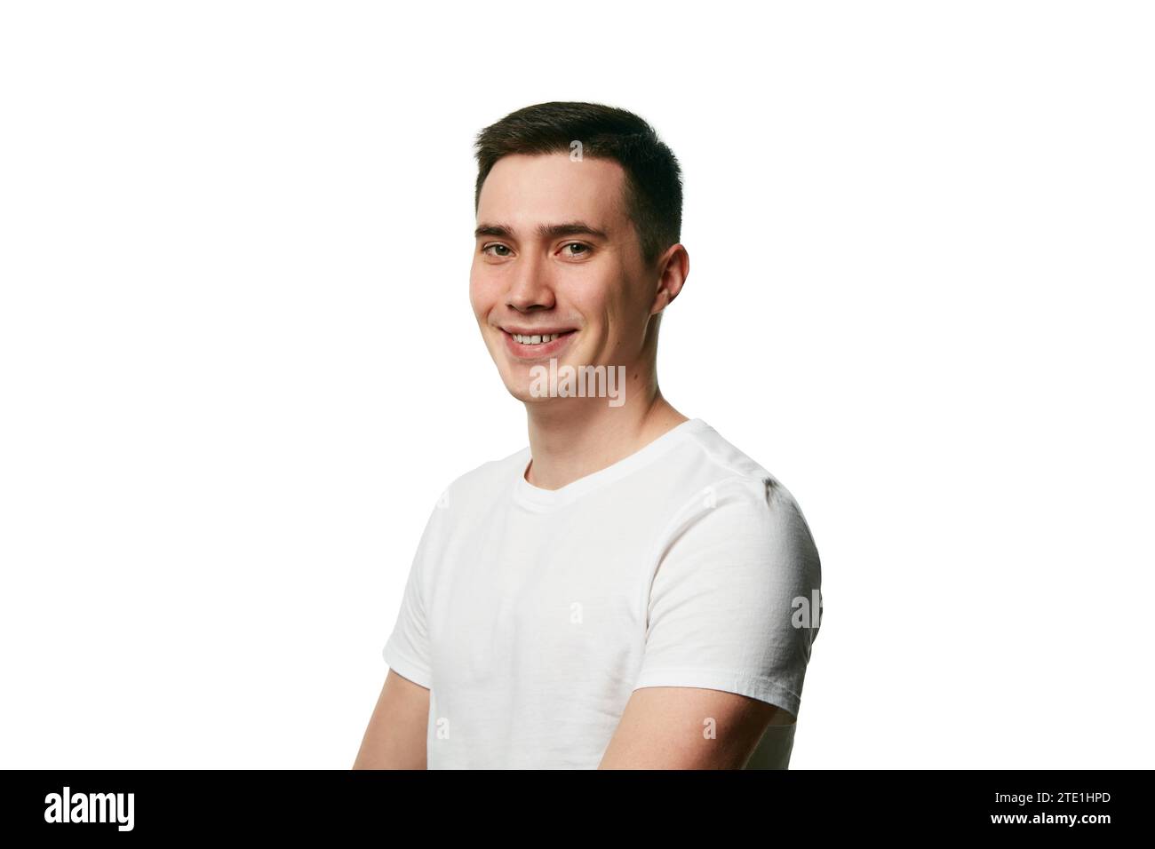 Portrait of man of attractive appearance, well-groomed smiling looking ...