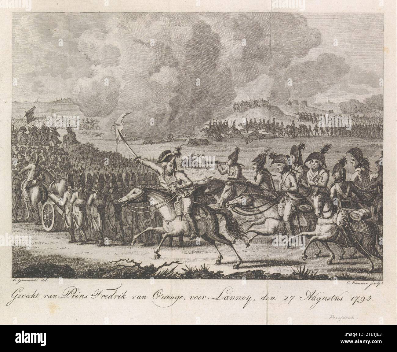 Prince Willem George Frederik in the Battle of Lannoy, 1793, Cornelis ...