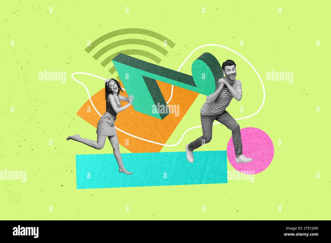 3d retro abstract creative artwork template collage of funny people ...