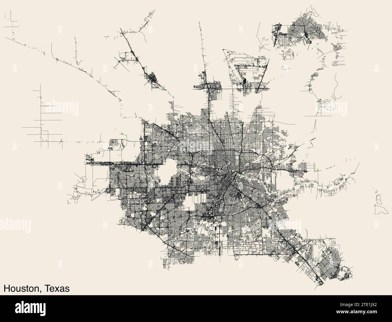 Street roads map of HOUSTON, TEXAS Stock Vector Image & Art - Alamy