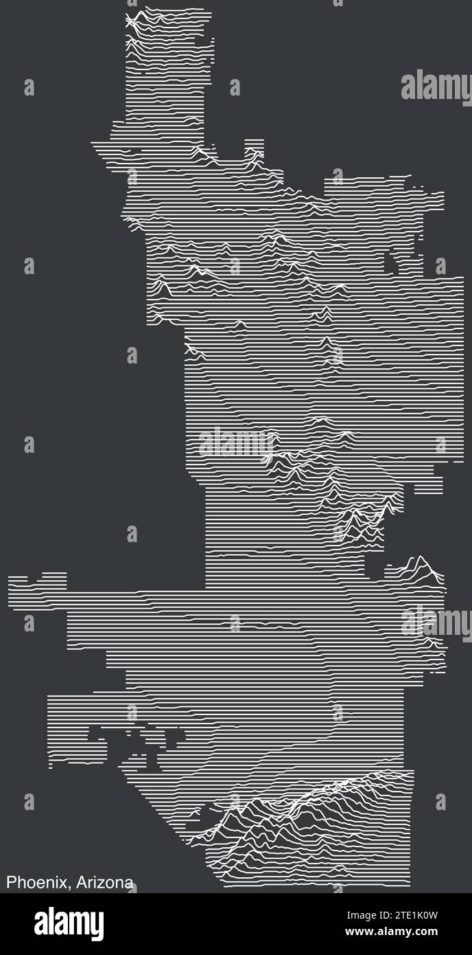 Topographic exaggerated relief map of PHOENIX, ARIZONA Stock Vector ...
