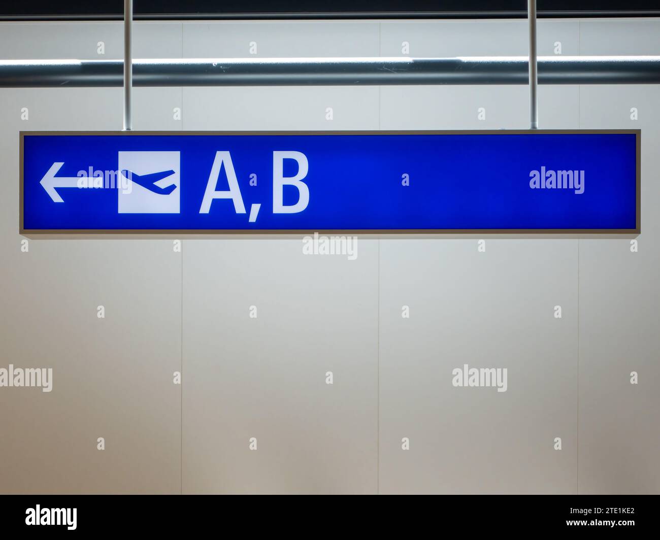 Frankfurt, Germany - June 7, 2023 - blue display with white directional ...