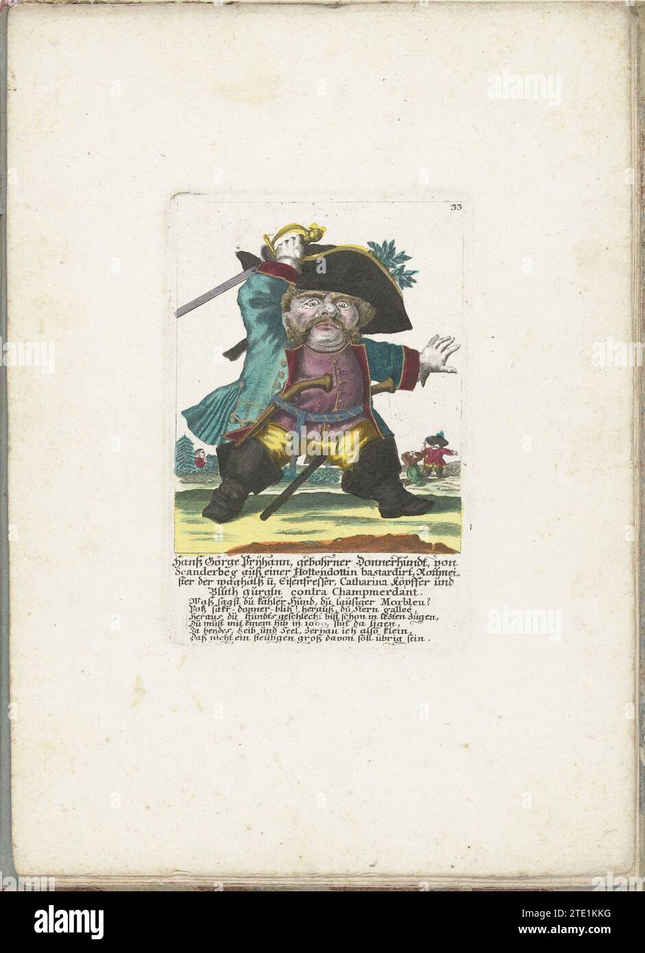 De Kleine Mens Hanß Görge Prijhann as wild officer, ca. 1710, 1705 ...