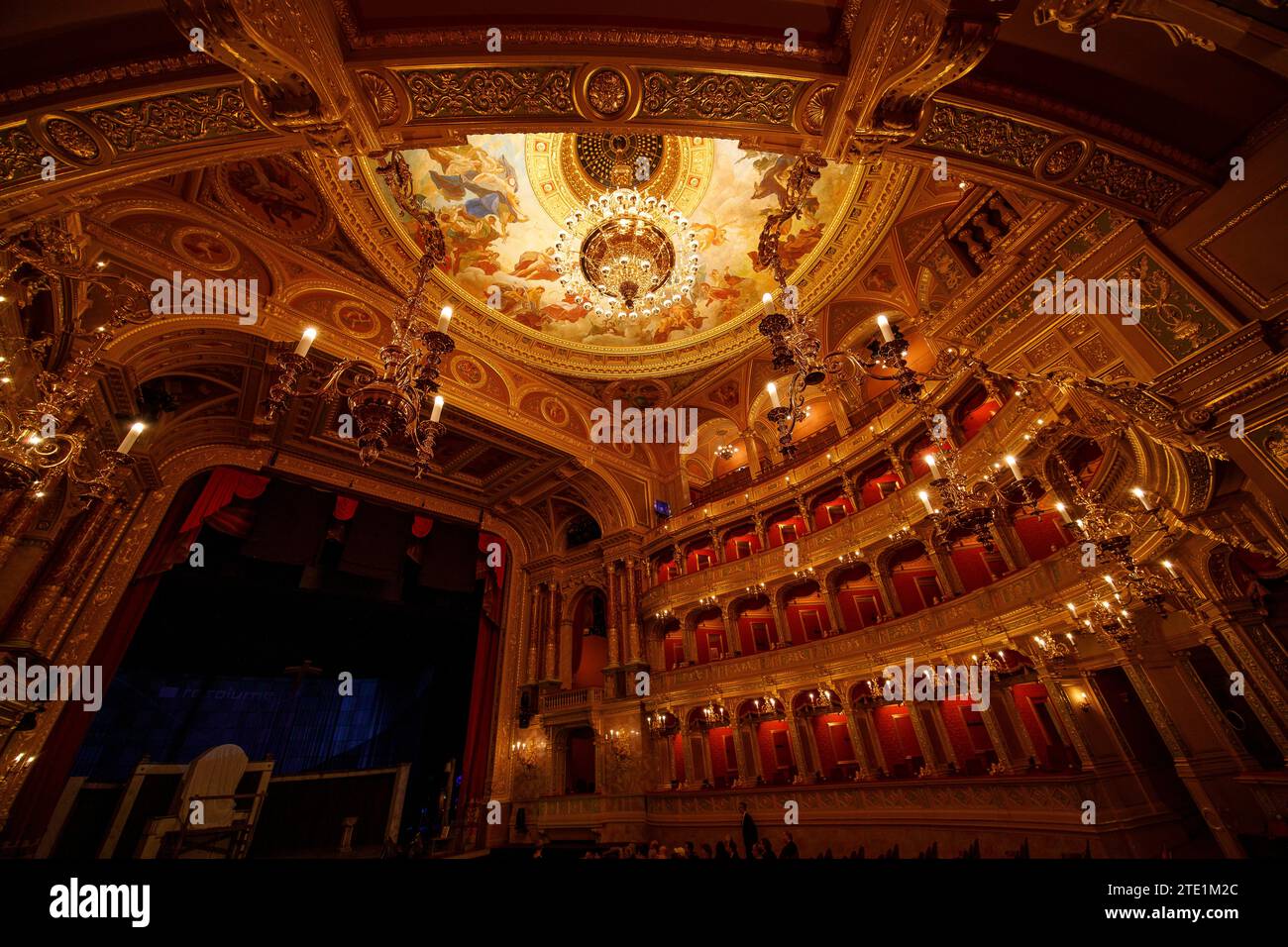 Budapest, Hungary - December 7, 2023: interior wide angle view of the ...