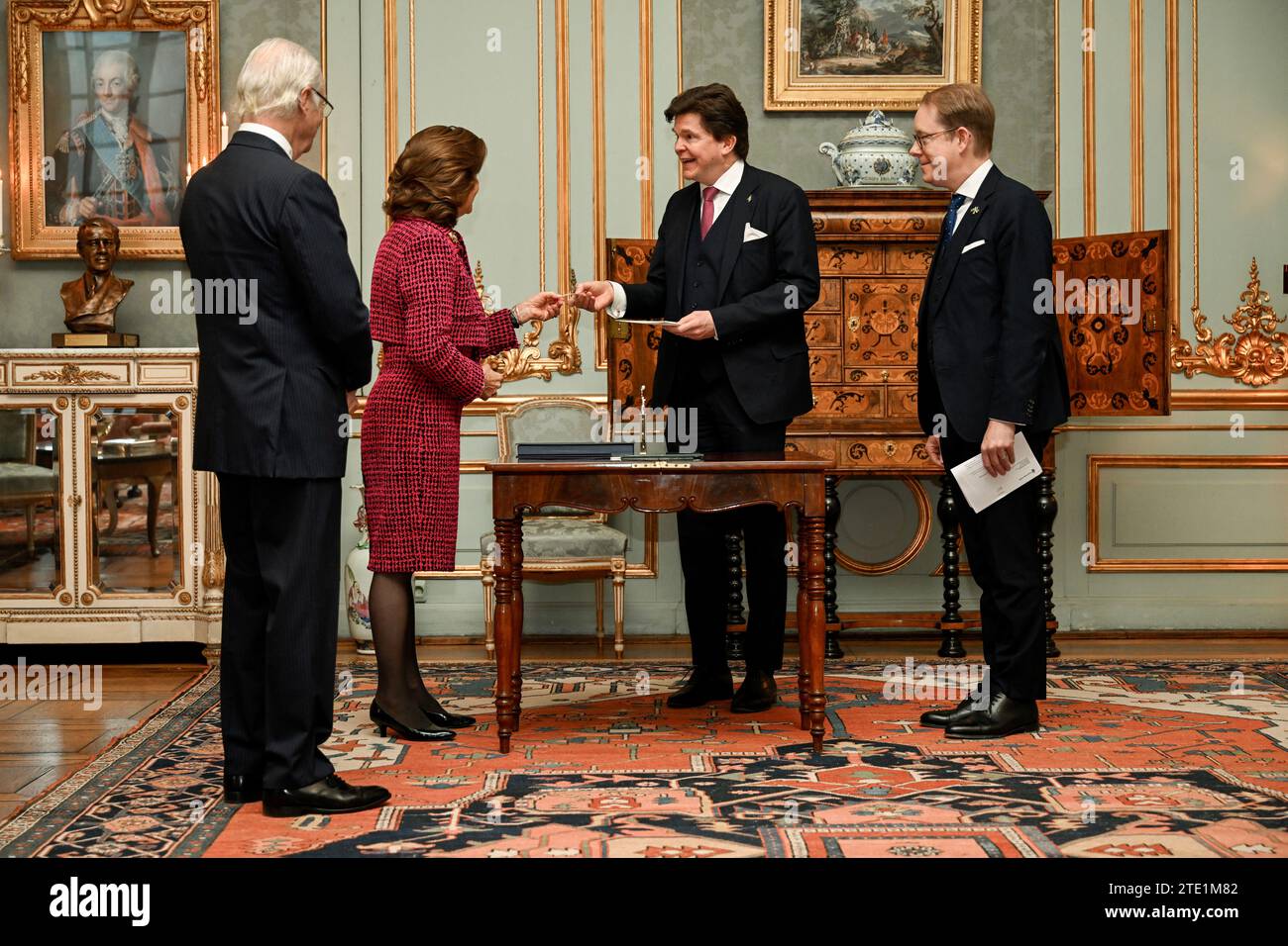 STOCKHOLM 20231220King Carl Gustaf, Queen Silvia, Speaker Andreas ...
