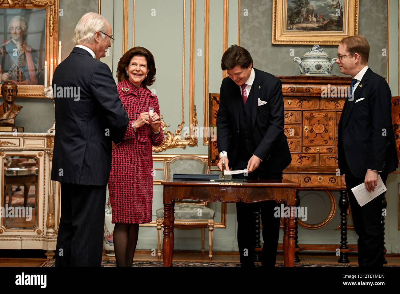 STOCKHOLM 20231220King Carl Gustaf, Queen Silvia, Speaker Andreas ...