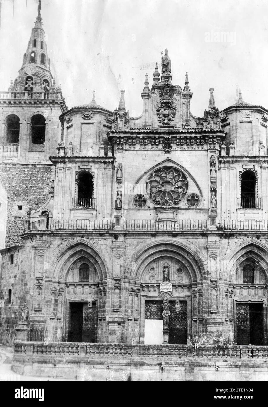 Cuenca, April 1902. Facade of the Cuenca cathedral, where some ...