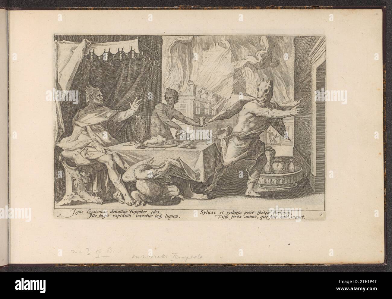 Lycaon turns into a wolf, 1728 Jupiter sits at the table, the eagle at ...