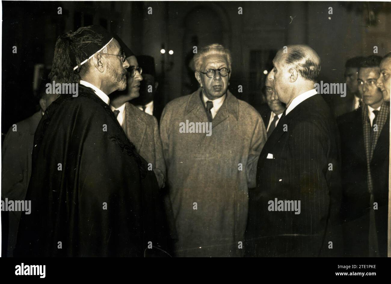 Madrid, October 1953. The King of Libya, Idriss I, during his visit to ...