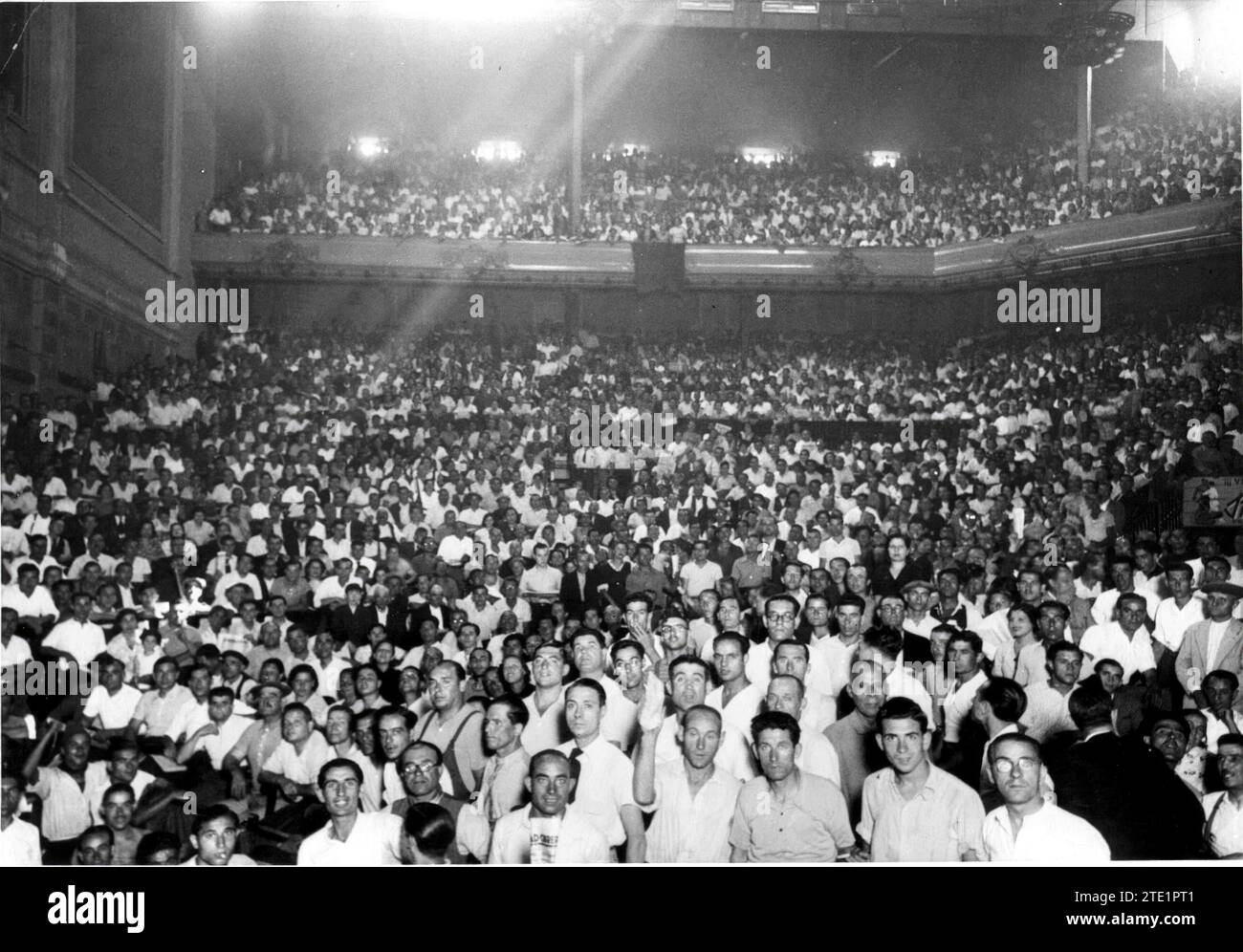12/31/1936. Aspect of the Olympia theater in Barcelona during the Rally ...