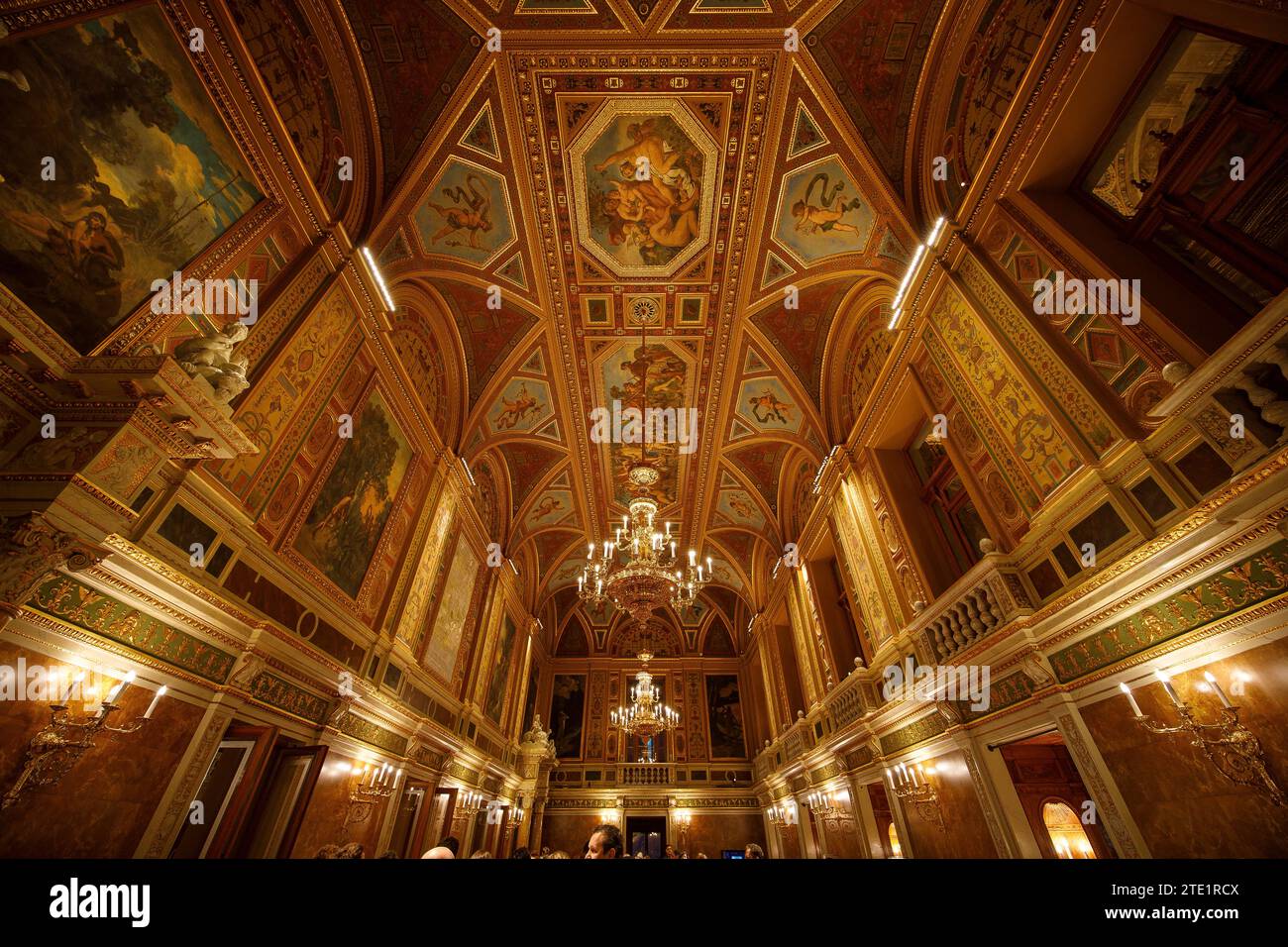 Budapest, Hungary - December 7, 2023: interior wide angle view of the ...