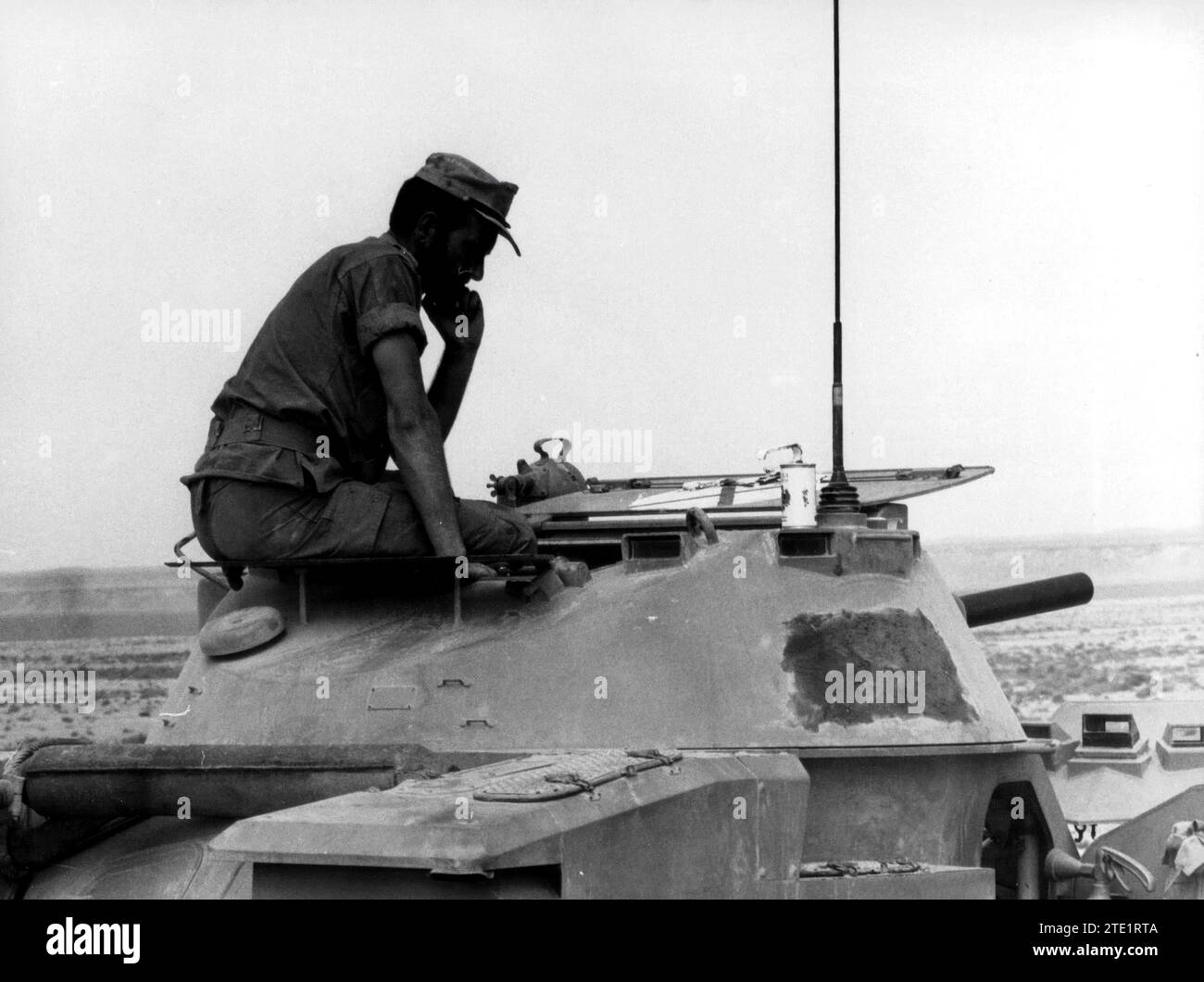 11/07/1975. Spanish soldier at his post, guarding what is known as the ...