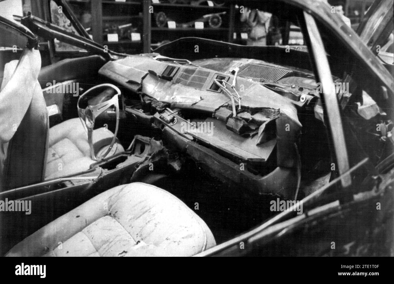 View of how the car was left after the explosion where President ...