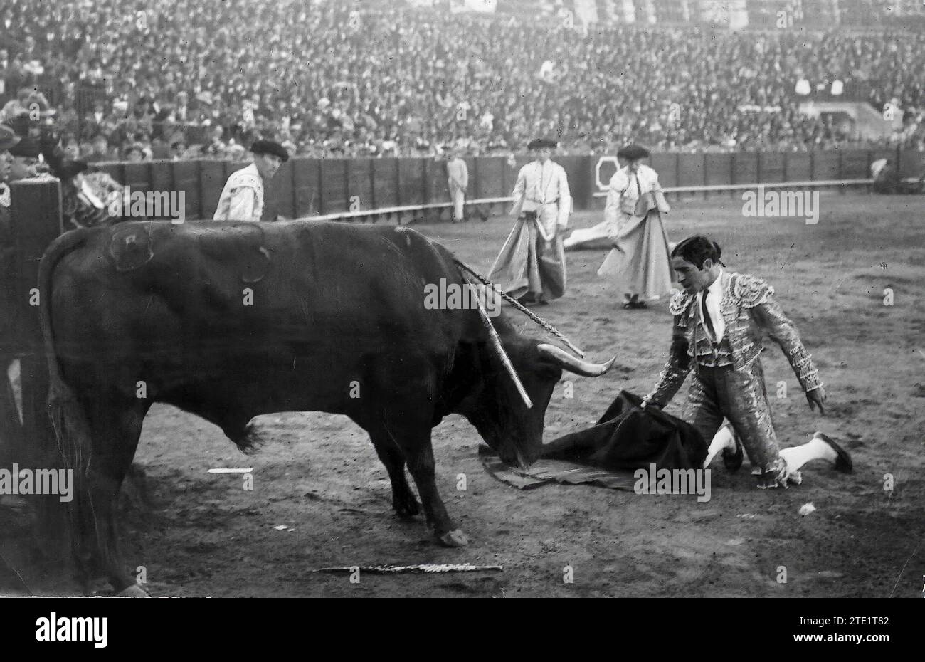 05/21/1921. Juan Belmonte kneeling before the bull. Credit: Album ...
