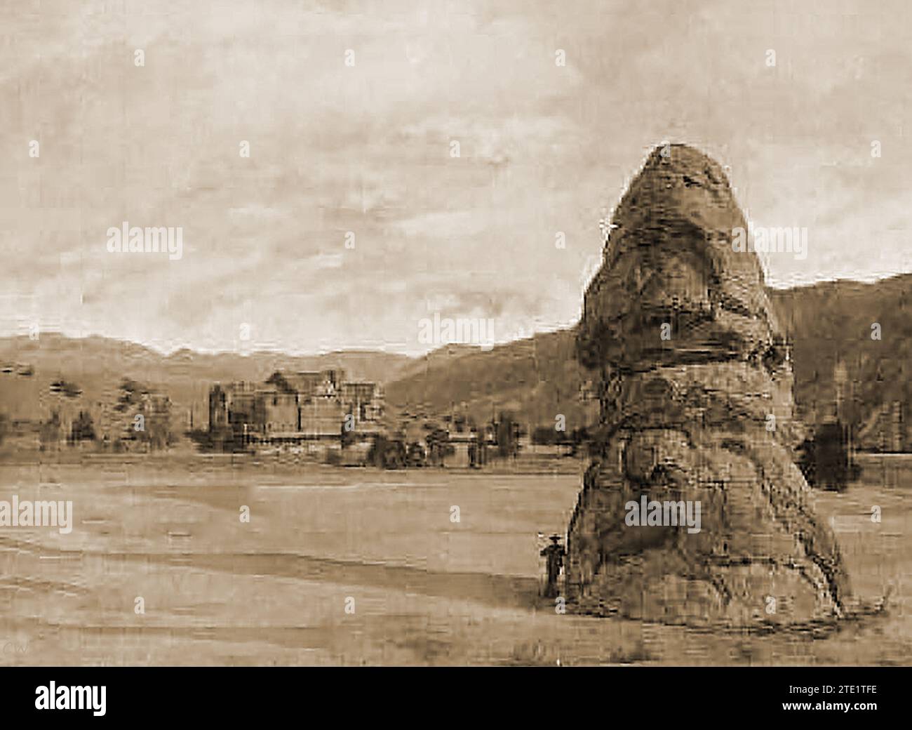 An early photo of liberty cap rock and hotel Yellowstone National Park ...