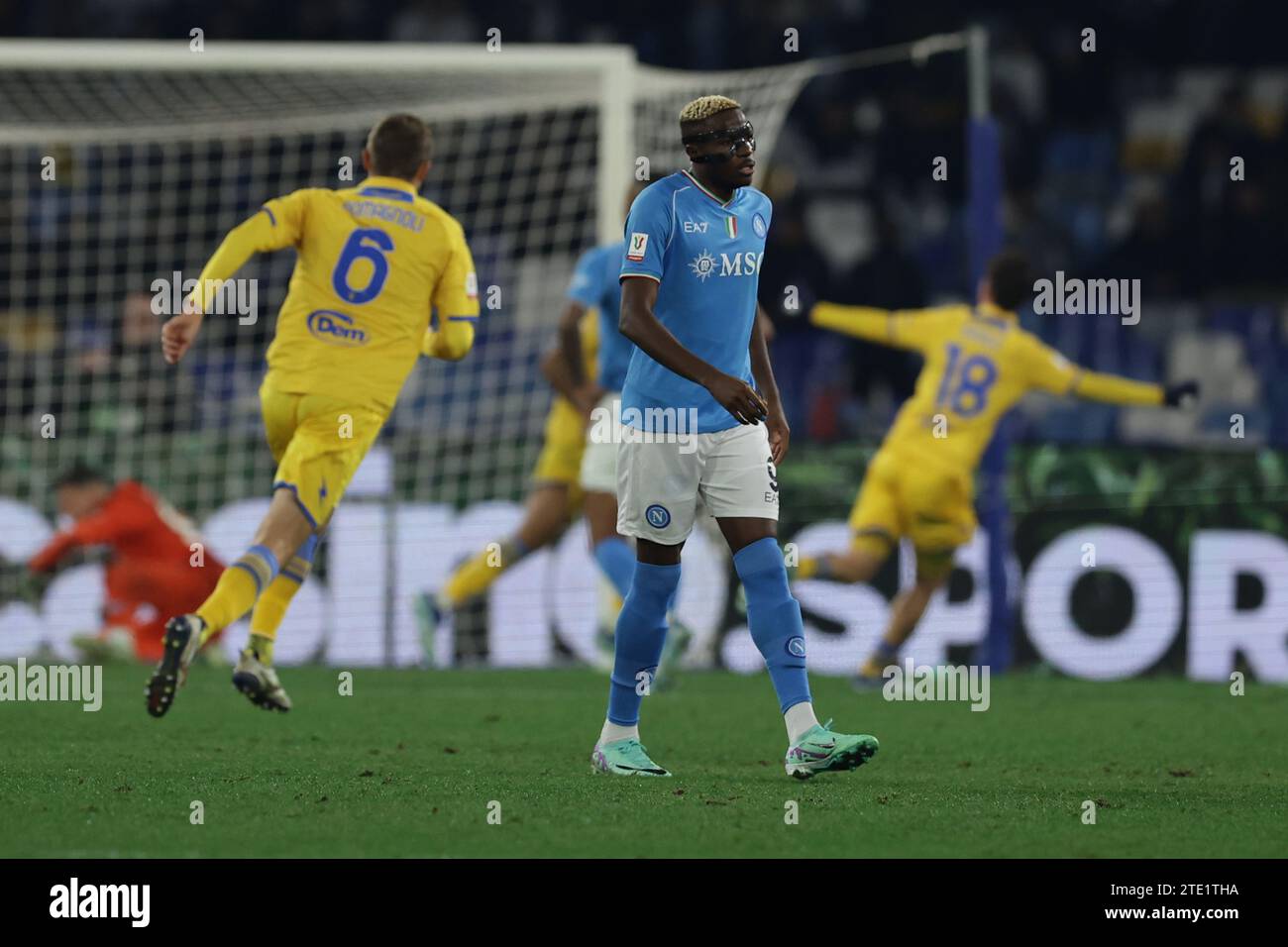 SSC Napoli's Nigerian forward Victor Osimhen looks dejected during ...