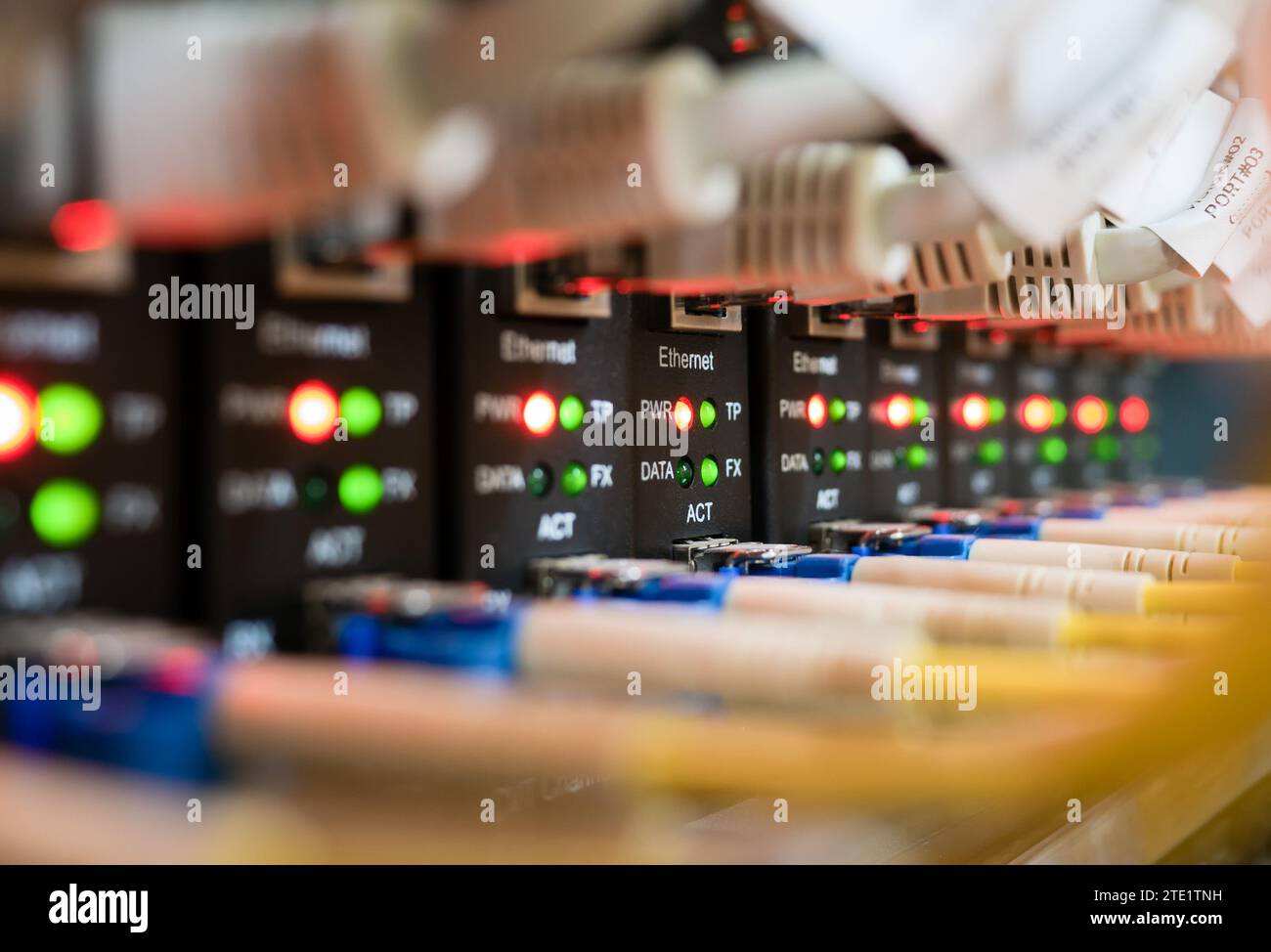 Close Up Selective Focus On Network Connection Technology Element With Network Switch Ethernet
