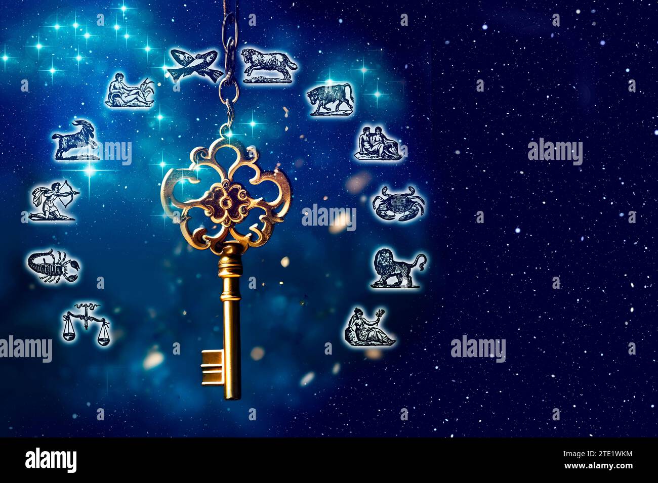 zodiac signs with gold key like horoscope, astrology and success Stock ...